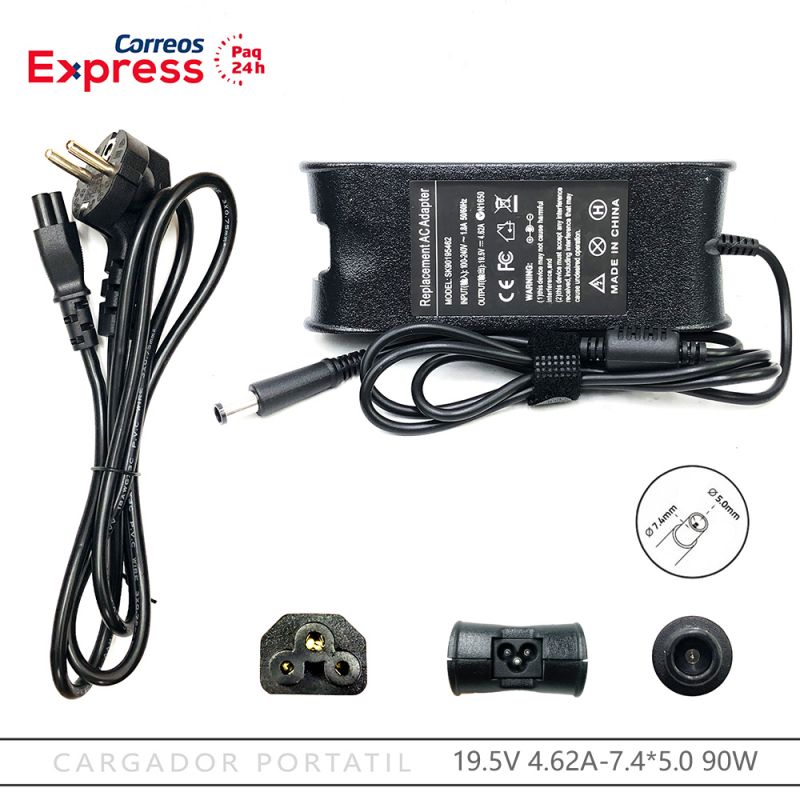 Cargador Dell PP13S PP15L PP15S PP17L PP17S PP18L PP19L 19,5V 4,62A 7,4 ...